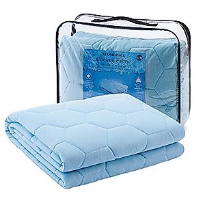 ACOMOPACK Weighted Blanket (48"x78" 15lbs, Blue) Silky Weighted Blanket Heavy Blanket Premium Material with Glass Beads