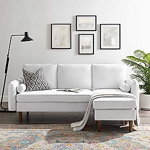 Modway Revive Modern Upholstered Fabric Right or Left Sectional Sofa Couch, White