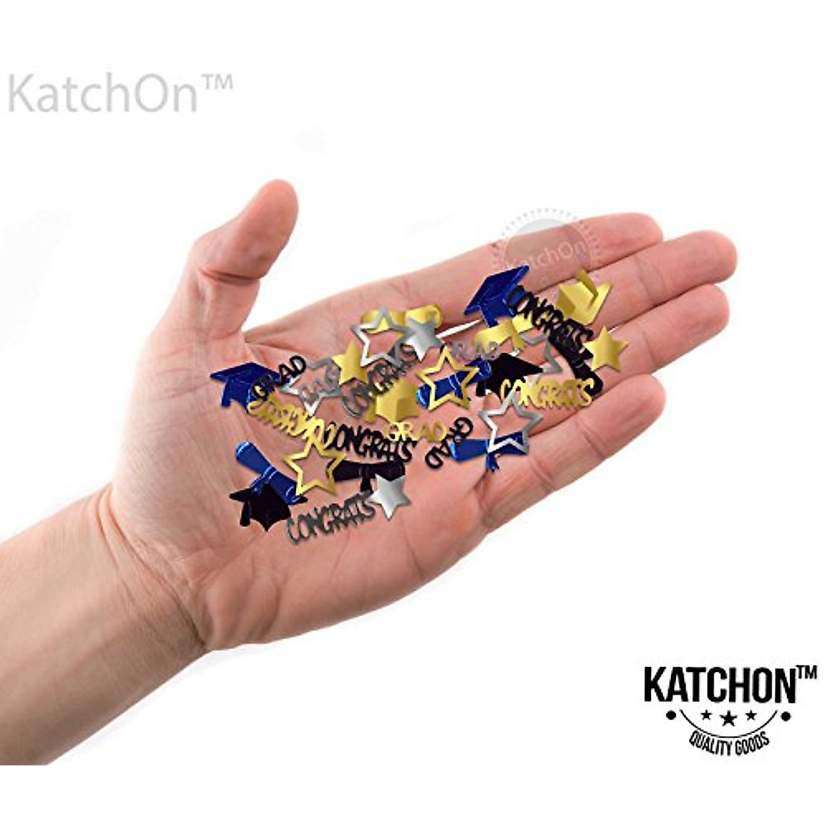 KatchOn, Congrats Grad Graduation Confetti 2023 - Pack of 1000, Blue and Gold Graduation Decorations 2023 | Graduation Decorations Class of 2023 Decorations | Blue Graduation Party Decorations 2023