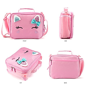 AO ALI VICTORY Unicorn Backpack for Girls with Lunch Box Set Kawaii Kids Toddler Bookbags Cute Kindergarten Preschool Elementary School Bag (Large, Pink Set-3 PCS)
