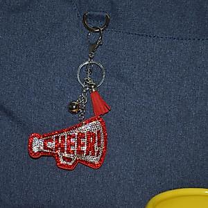Popfizzy Red Cheer Keychain for Girls, Cheerleader Gifts for Girls, Bag Charm, Cheer Gifts, Cheer Stuff, Backpack Charms