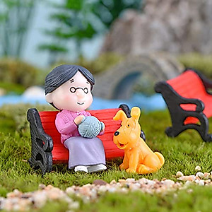Toyvian Mini Park Bench Grandpa Grandma Model Ornament Accessories Loving Elderly Couple Figurines for Bonsai Craft Decoration Miniature House 2 Sets