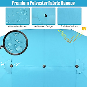 Tangkula 15Ft Double-Sided Patio Umbrella, Outdoor Extra Large Umbrella W/Hand-Crank System & Air Vents, Market Twin Umbrella W/ 12-Rib Sturdy Metal Frame for Poolside, Garden Backyard (Turquoise)