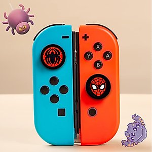 PERFECTSIGHT Spider Switch Joycon Thumb Grips, Cut Animal Joystick Caps for Nintendo Switch, 4 PCS Thumbstick Cover for Switch Lite, Switch OLED, Analog Stick Button Cover for NS Controller