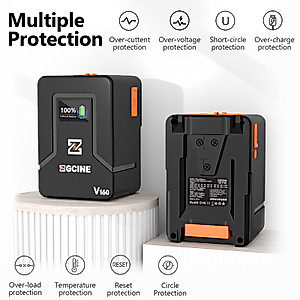 ZGCINE ZG-V160 V Mount V-Lock Battery with D-TAP,USB-C,BP Input & Output, USB-A & DC Output, Mini Power Bank for Cameras, Camcorders, LED Lights, Monitors and Smartphone