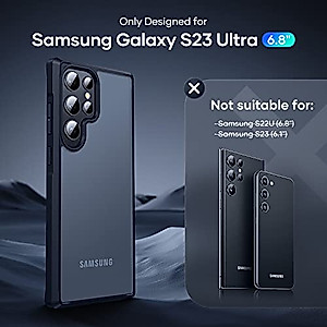 Simtect Shockproof for Samsung Galaxy S23 Ultra Case [Military Grade Drop Tested] [Ultimate Silky Touch] Translucent Matte Hard Back & Soft Edge Slim Protective Case for Galaxy S23 Ultra 6.8", Black