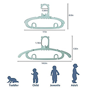 Truelux Baby Hangers for Nursery Closet (Pack of 20, Green),Adjustable Kids Hangers with 20 Clips for Infant Children Toddler,Non-Slip Childrens Clothes Pants Hangers for Boy Girl