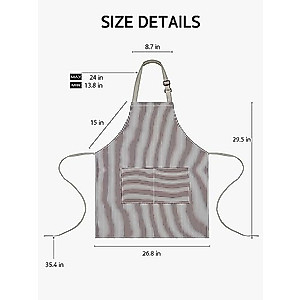 Syntus Kitchen Cooking Apron, 2 Pack Adjustable Bib Chef Aprons for Women Men with 2 Pockets, L-Black/Brown Stripes