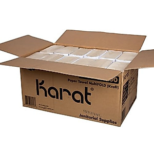 Karat Multifold Paper Towels - Absorbent and Sturdy - Kraft, 334 Sheets X 12 Packs, Recycled Fibers