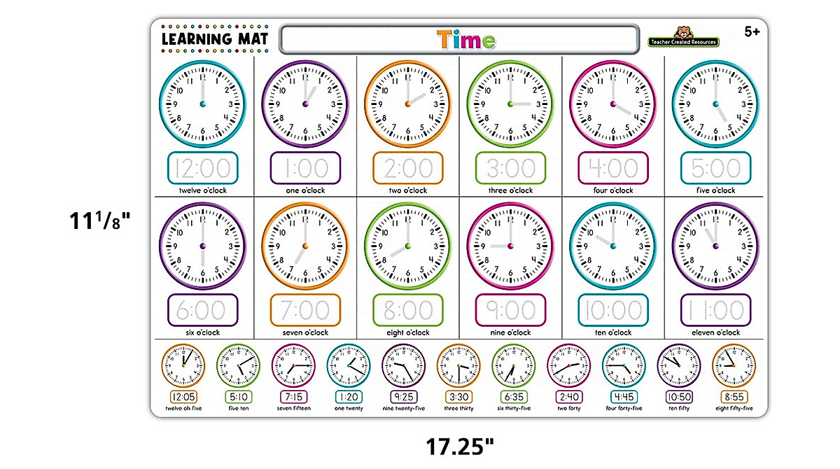 Time Learning Mat for Kids - Interactive Analog Clock Practice