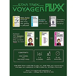 Star Trek Voyager Fluxx – Card Games Adults and Kids - 2-6 Players – Card Games for Family – 10-40 Mins of Gameplay – Games for Family Game Night – Card Games for Kids & Adults Ages 8+ - English