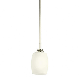 Kichler Eileen 8" 1 Light Mini Pendant with Satin Etched Cased Opal Glass in Brushed Nickel