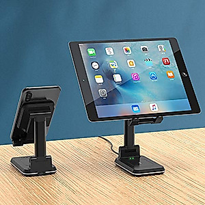 Wireless Charging Phone Stand, 2 in 1 Foldable Desktop Cell Phone Tablet Stand,10W Max Qi-Enabled Wireless Charging Multi-Angle Adjustable Metal Phone Holder for iPhone 13/12/11//Pro/XR/XS/8,AirPods