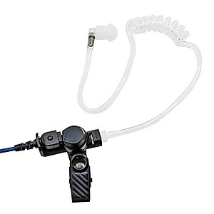 abcGoodefg 2 Pin Walkie Talkie Earpiece Headset PTT Mic for Motorola 2 Way Radio CP200 CP185 CP200D GP300 CLS1110 CLS1410 (Acoustic Tube Earpiece with Blue Line)