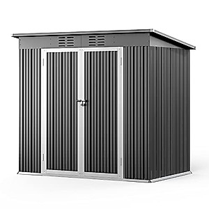 Bealife 6' x 4' Outdoor Storage Shed Clearance with Floor Base, Metal Outdoor Storage Cabinet with Double Lockable Doors, Waterproof Tool Shed, Backyard Shed for Garden, Patio, Lawn, in 2boxes(Grey)