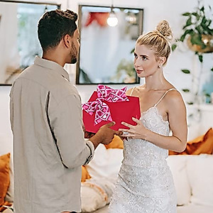 Kuscul 25 Yards Valentine Wired Edge Ribbons, 2 1/2 Inch Rose Pink Style Lips Love Heart Cupid Pattern Buffalo Plaid Ribbons for Valentine's Day Anniversary DIY Craft Wedding Party Wreath Bow