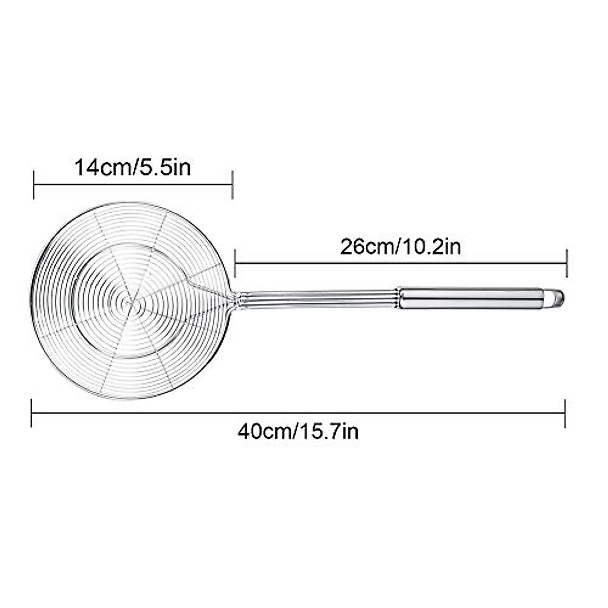 Spider Strainer Skimmer, Swify Stainless Steel Asian Strainer Ladle Frying Spoon with Handle for Kitchen Deep Fryer, Pasta, Spaghetti, Noodle, 5.5 Inch