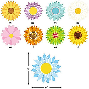 54pcs Sunflower Cutouts Summer Cut-Outs Flower Bulletin Board Decoration for Party Classroom Home
