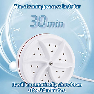 Mini Washing Machine Portable Washer College Rooms Travel Home Apartment Laundry Small Turbine Washer with USB Business Trip Sink RV Trailer Truck Dormitory Dorm Bucket(watts, 80)