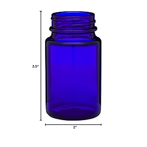 VALHALLA SPA LUXURY ORGANIC LIFESTYLE Glass Wide Mouth Packer Bottle Cobalt Blue 2.5oz (75ml) With Cap