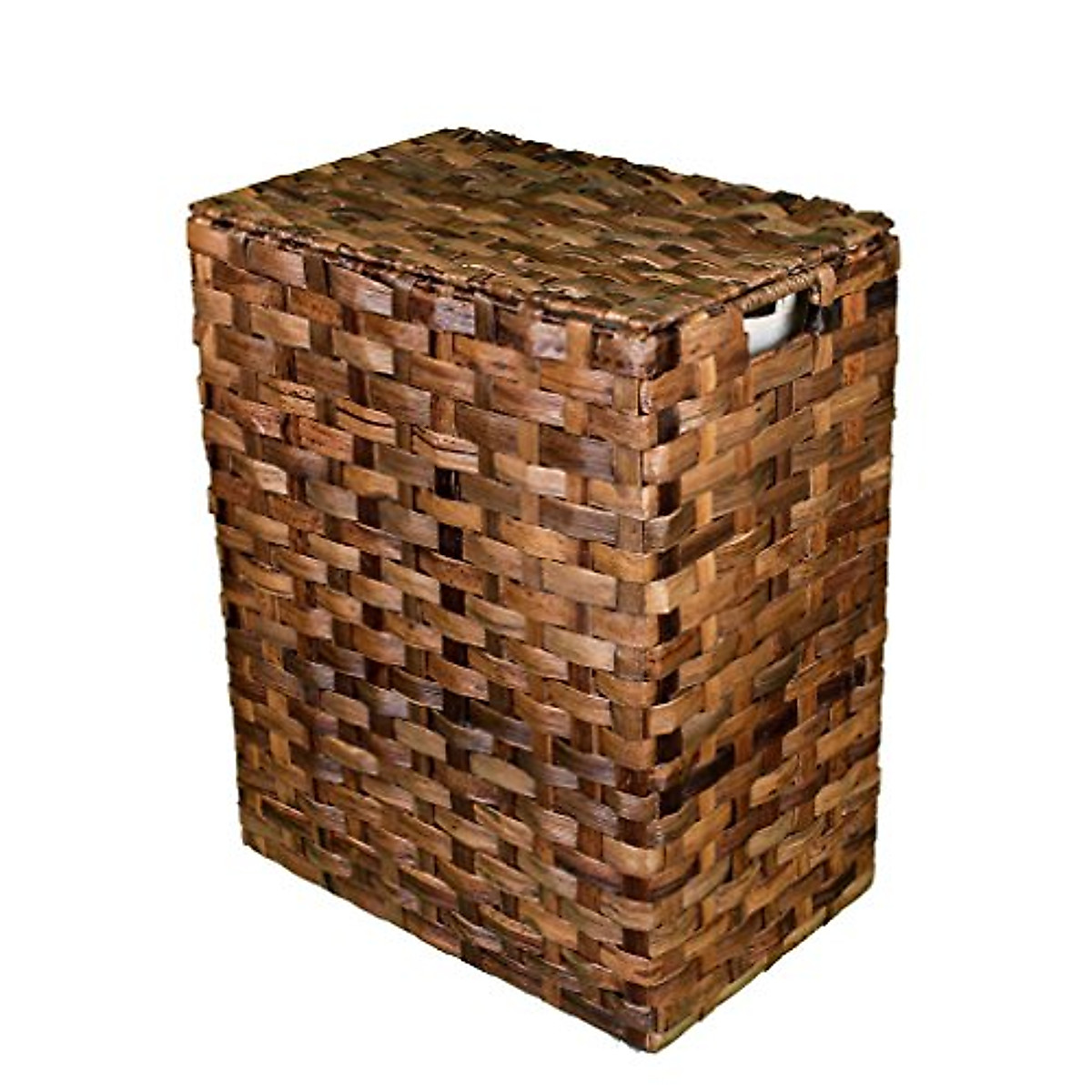 BIRDROCK HOME Abaca Divided Flat Weave Laundry Hamper with Bags - Hand Woven Clothes Basket - Sorter Hampers - Espresso