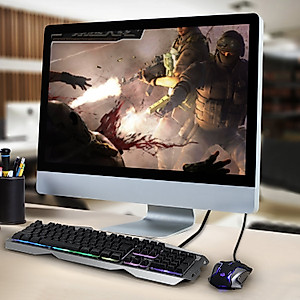PAWHITS RGB Backlit Gaming Keyboard and Mouse Combo USB Wired Membrane Keyboard Slight Flaw