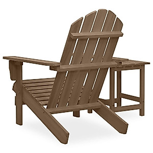 Tidyard Patio Adirondack Chair with Table Solid Fir Wood Brown Outdoor Fire Pit Chair Wooden Garden Armchair for Porch Pool Lawn Deck Backyard Balcony Outdoor