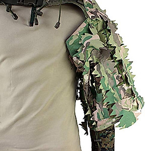 ROCOTACTICAL Sniper Ghillie Viper Hood with 3D Laser-Cut Leaves, Tactical Ghillie Suit Foundation for Wargame, Hunting, Airsoft, Sniper Coat, CP Multicam