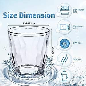 Potchen Set of 10 Plastic Drinking Glasses 10 Oz Unbreakable Clear Tumblers Dishwasher Safe Acrylic Juice Cups Transparent Reusable Plastic Water Glasses Stackable for Kids Home Picnic Party