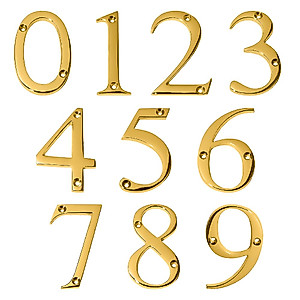 Clio 3-Inch Solid Brass Letters Address Signs For Houses Mailbox Numbers House Numbers For Outside, Address Plaques for House Numbers For Modern Mailbox, Outdoor Wall Decor (Polished, Number 5)