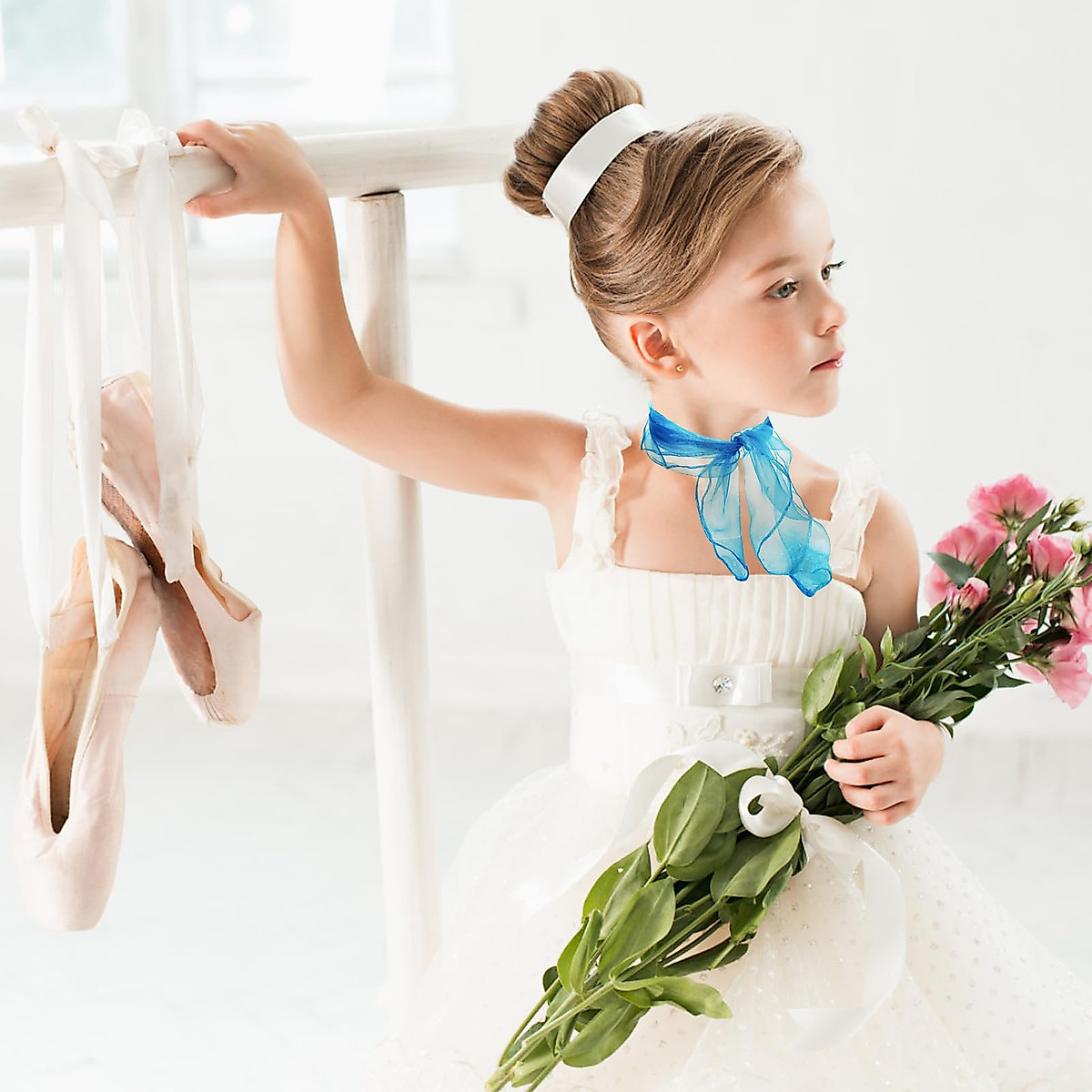 Jucoan 40 Pack Colorful Dance Scarves for Kids, 20 Colors Square Juggling Scarf Actives Scarves, 24 x 24 Inch Soft Ribbon Music Scarves Rhythm Scarves for Children Movement Play