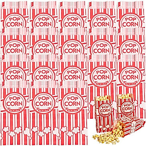 Luxylei Paper Popcorn Bags 100 Pack Popcorn Bags Bulk Popcorn Containers Movie Night Supplies Reusable Popcorn Bags for Party Events Gatherings