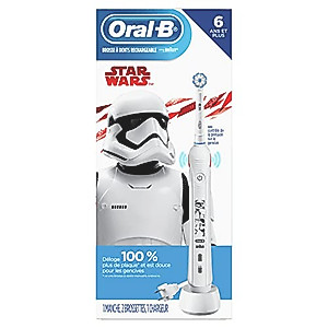 Oral-B Kids Electric Toothbrush with Replacement Brush Heads, Featuring Star Wars, for Kids 6+