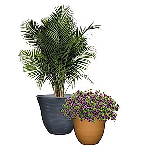 Classic Home and Garden Honeysuckle Planter, Patio Pot, 15" Bamboo