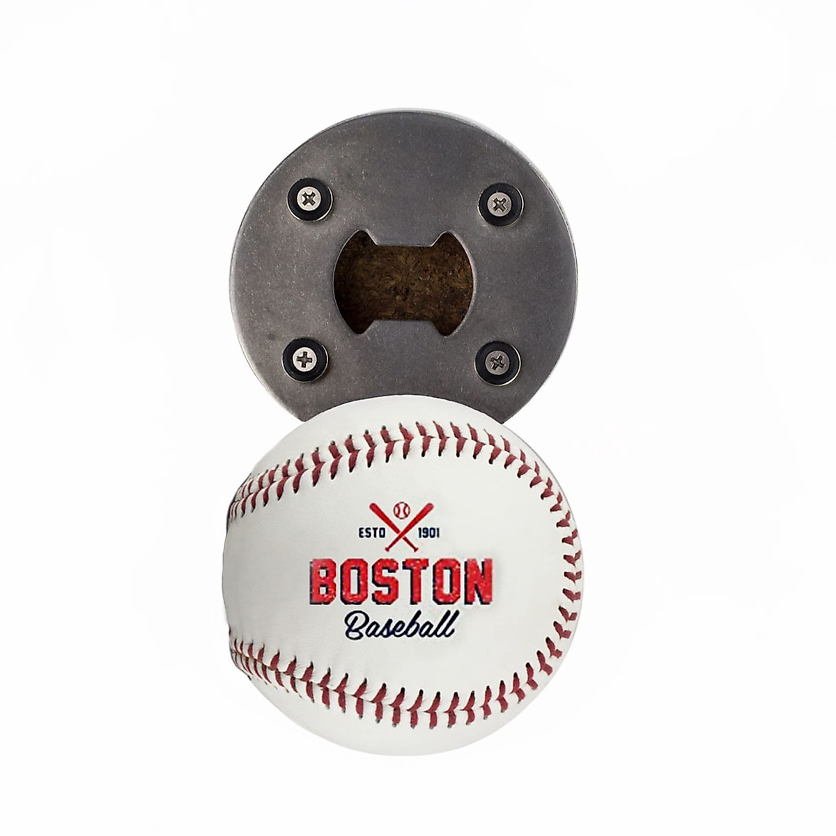 Buffalo BottleCraft Boston Bottle Opener, Made from a real Baseball, The BaseballOpener, Cap Catcher, Fridge Magnet