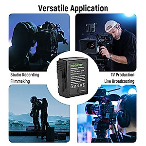 Neewer V Mount/V Lock Battery,94.7Wh 14.8V 6400mAh Mini Lightweight Rechargeable Lithium Battery for Broadcast Studio Video Camcorder, Compatible with Sony HDCAM XDCAM Digital Cinema Cameras, BP-V95