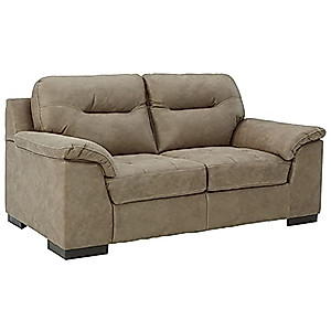 Signature Design by Ashley Maderla Oversized Faux Leather Loveseat, Light Brown