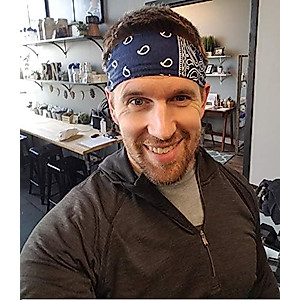 Kenz Laurenz Tie Back Headbands Moisture Wicking Athletic Sports Head Band You Pick Colors (3 Pack ATD/B/R/B)