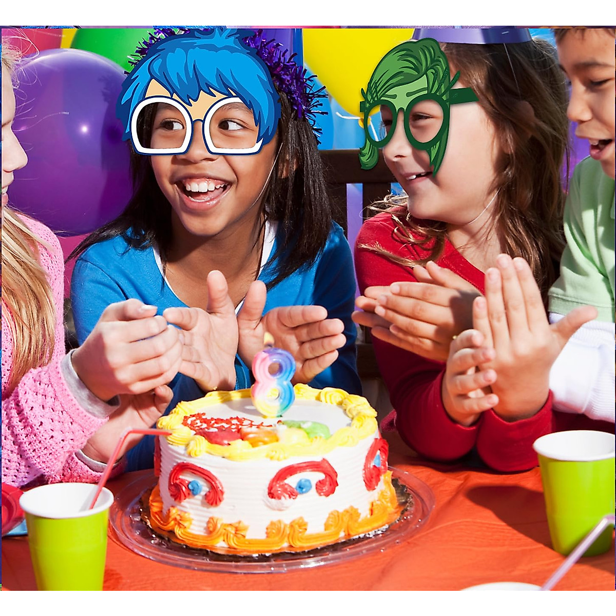 Funny Photo Booth Props for Inside Out2 Cartoon Cosplay Paper Mask Glasses-12Pcs, Fun Themed Birthday Party Favors Gift, Selfie Dress Up Supplies; TGDJ