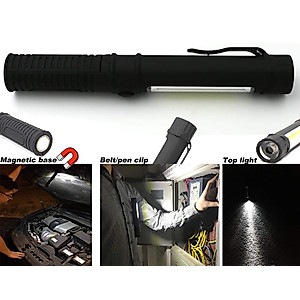 COB LED Work Flashlight with Magnetic Base and Clip Multi-Function Pocket Pen Light Inspection Work Light, 4 PCS
