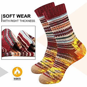 Heatuff Men's Winter Wool Socks Thermal Warm Soft Crew Socks (5 Pairs)