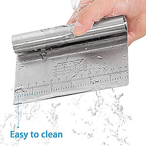 Pro Dough Pastry Scraper/Cutter/Chopper Stainless Steel Mirror Polished with Measuring Scale Multipurpose- Cake, Pizza Cutter - Pastry Bread Separator Scale Knife 2PCS
