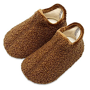 Scurtain Kids Toddler Slippers Socks Artificial Woolen Slippers for Boys Girls Baby with Non-Slip Rubber Sole 2026 Brown 5.5-6 Toddler