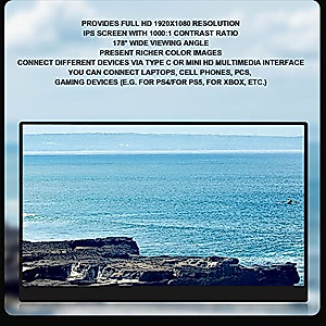 TOPINCN FHD Computer Display, IPS Portable Monitor Dual Speakers 16:9 Widescreen HDR Technology 14in 1920x1080 Resolution with Magnetic Cover for Laptop (US Plug)