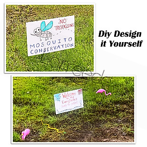 Blank Yard Lawn Signs, 4 Pack 18 x 12 Inches White Plastic For Happy Birthday,Garage Sale, Rent, Guidepost Decorations, Blank Lawn Signs With Stakes