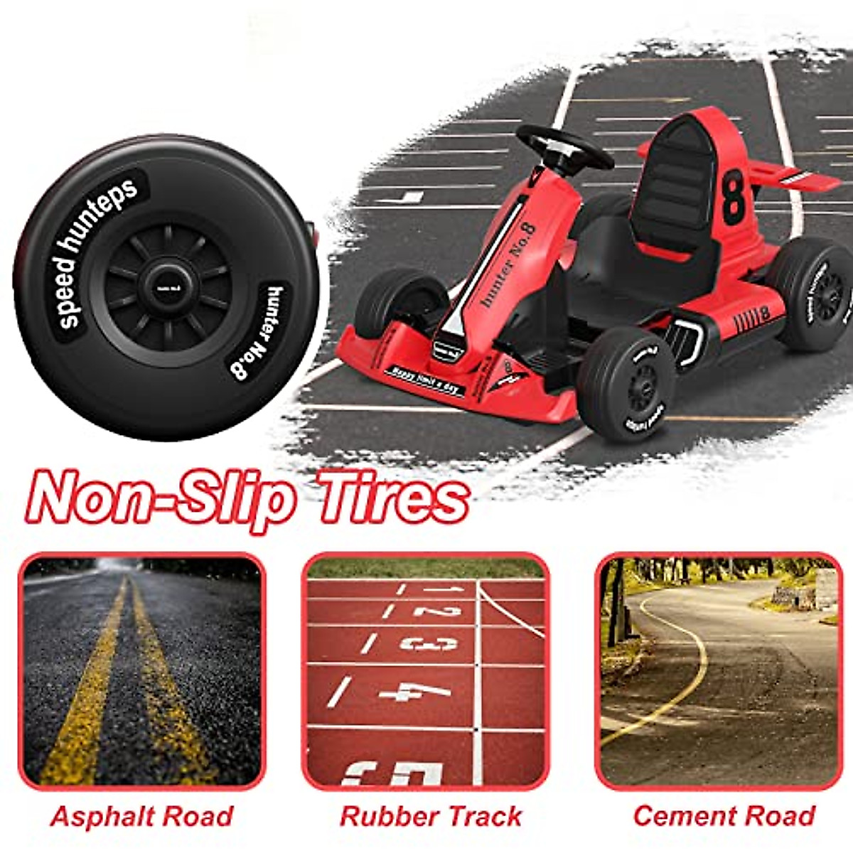 67i Electric Go Kart for Kids 12V Battery Powered Ride On Cars Parent Remote Control for Boys Girls Kids Electric Vehicle Car Electric Kids Go Kart with Safety Belt and Music (RED)