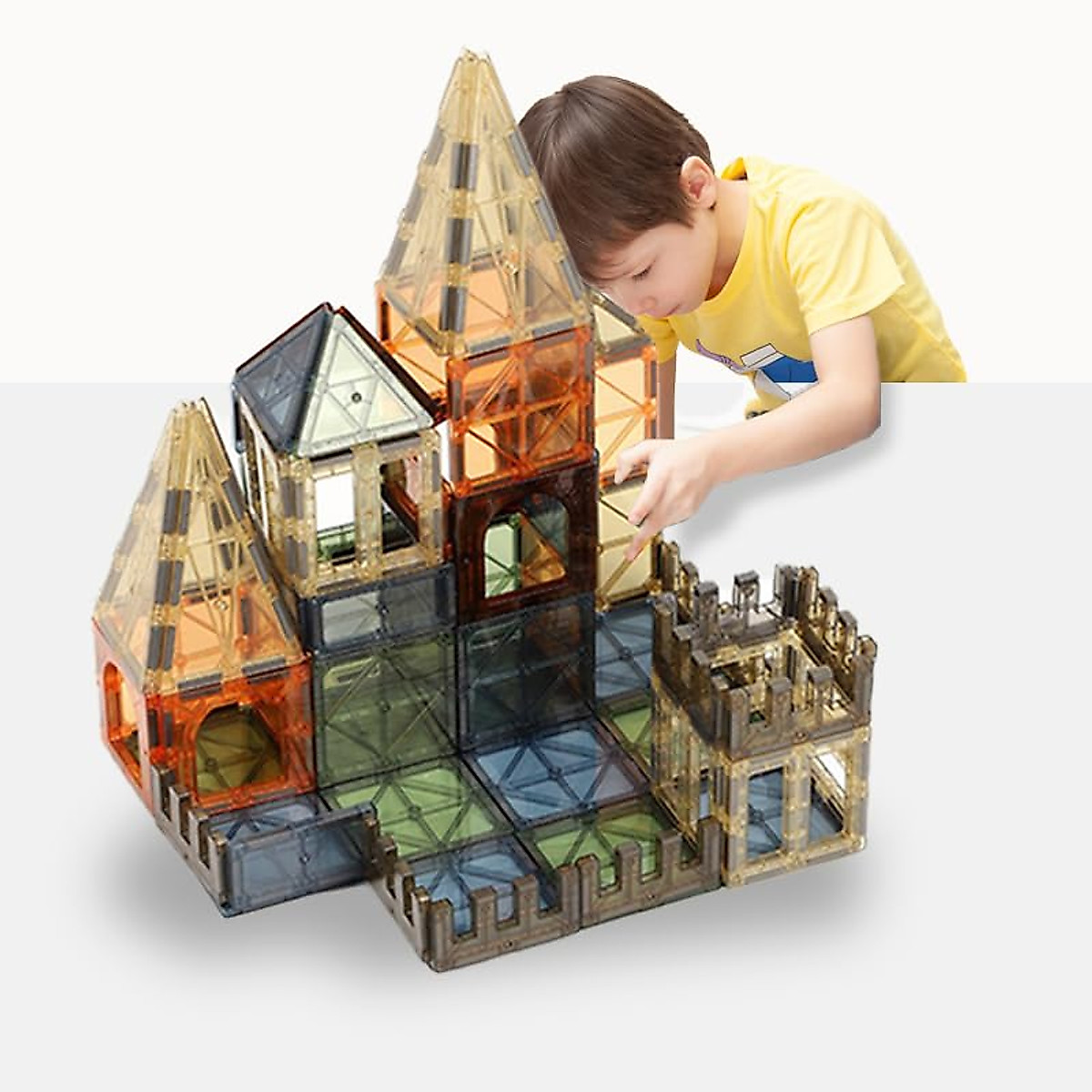 Jofarstep Magnetic Tiles 55 Pcs Set for Kids 3D Magnet Building Blocks Educational STEM Toys for Kids Preschool (55 PCS)