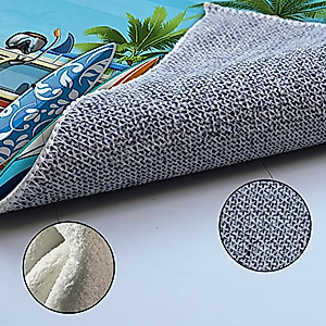 Cartoon Style Minibus and Surfboard Area Rug Carpet for Kids Teen Girls Boys Bedroom, Living Room, Washable Outdoor Indoor Accent Throw Runner Floor Mat Area+Rug 6FT(Round)