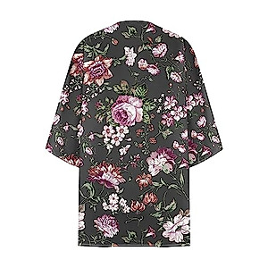 Plus Size Kimono Cardigan for Women 3/4 Sleeve Bohemia Floral Cover Up Trendy Kimonos Casual Dressy Blouse Tops