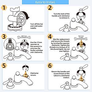 Dreyoo Hot Cold Faucet Cartridge Replacement Compatible with hansgrohe Basic Set, Axor Carlton, Citterio, Steel and Terrano Valves, 1 Inch Turn Flow Cartridge Replacement for 94008000 94009000